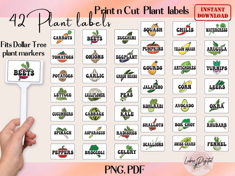 Printable Garden Label Markers,garden Pick Labels,plant Stakes Label ...