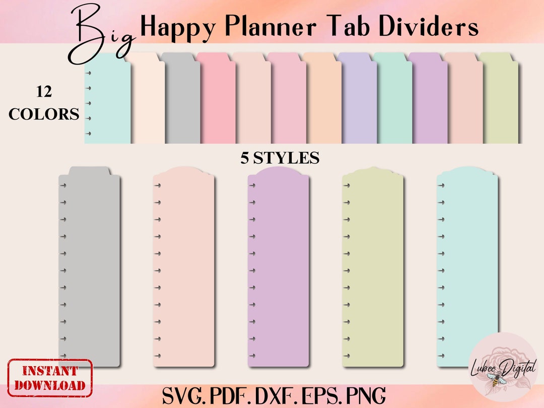 5 Styles Big Happy Planner Bookmark SVG Template, Happy Planner Disc ...