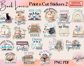 Printable Book Lover Stickers PNG Stickers,book Lover Book Reader ...