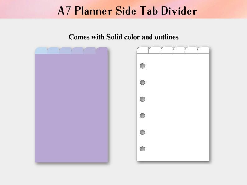 A7 Planner Top Tab Divider,a7 Binder Divider Cut File, 6-ring Hole ...