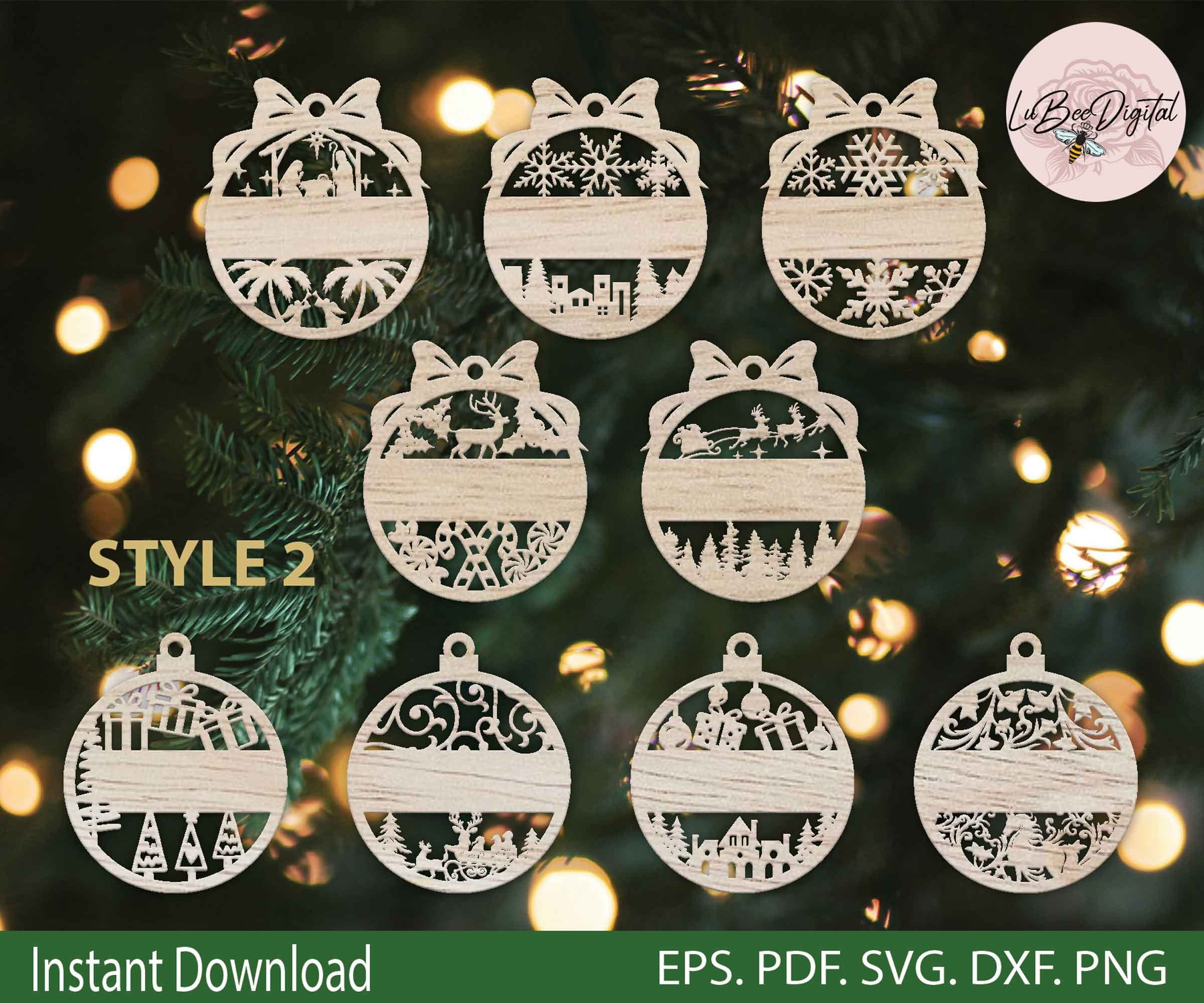 Christmas Personalized Ornament,svg Christmas Monogram Laser Cut,custom ...