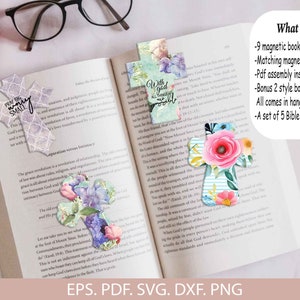 Magnetic Cross Bookmark Svg,page Keeper Template,batptism Bookmark ...
