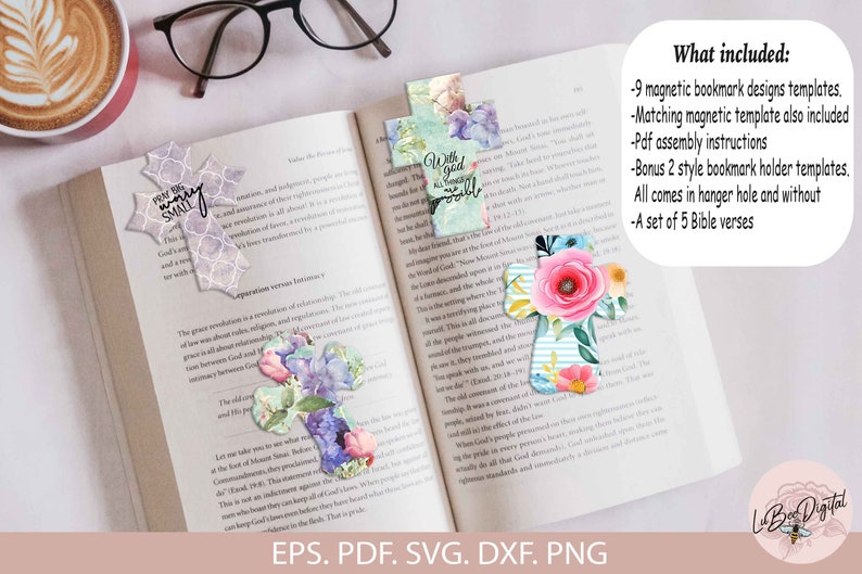 Magnetic Cross Bookmark Svg,page Keeper Template,batptism Bookmark ...