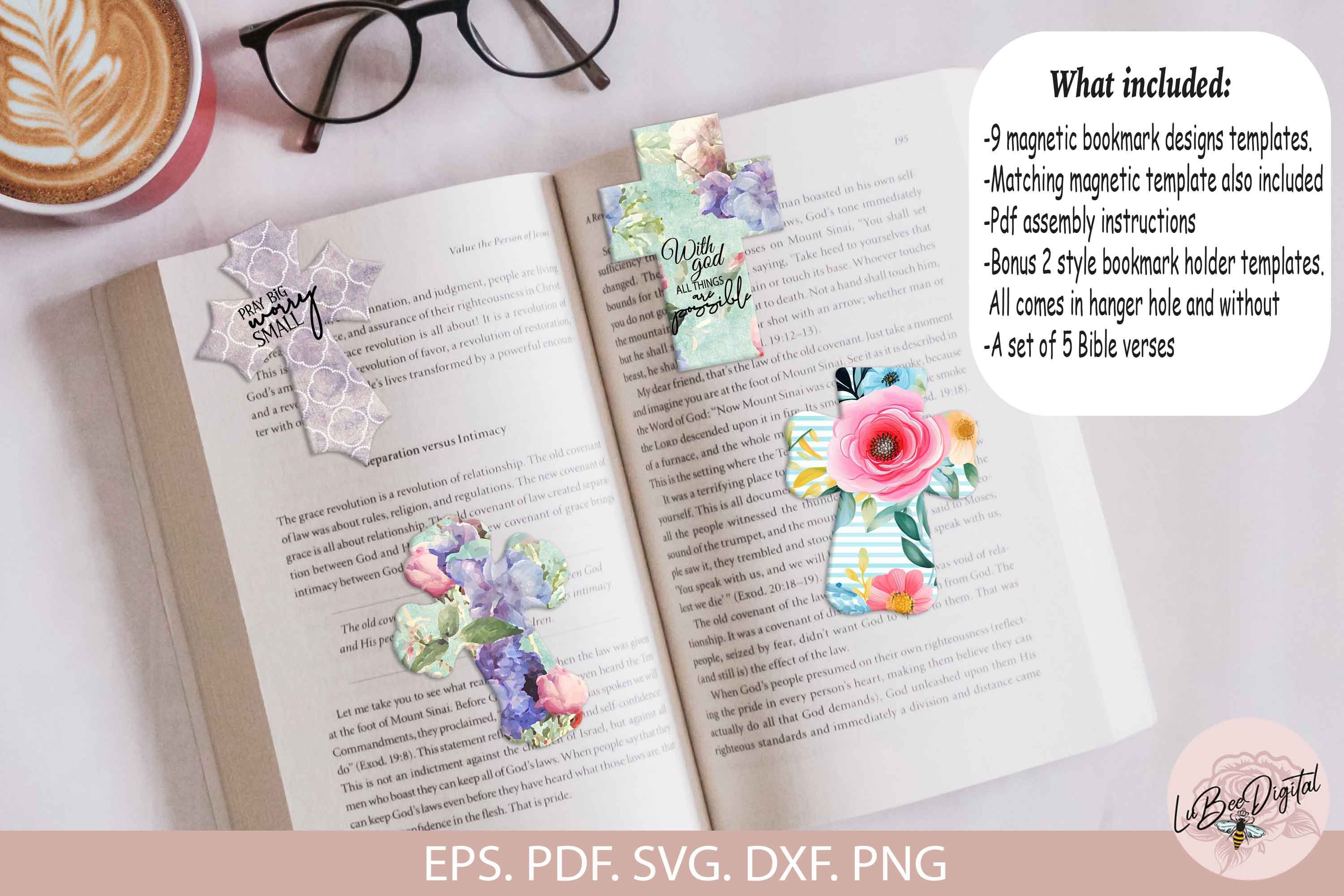 Magnetic Cross Bookmark Svg,page Keeper Template,batptism Bookmark ...