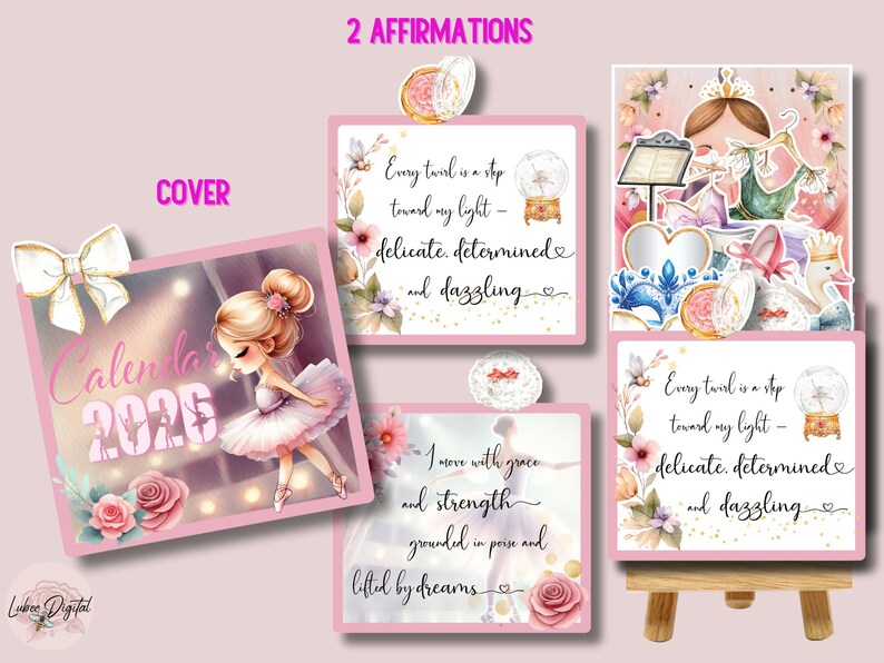 2026 Ballerina Printable Desk Calendar,dance Calendar,monthly Calendar ...