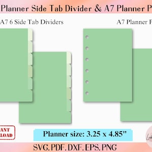 A7 Planner Side Tab Divider,a7 Binder Divider Cut File, 6-ring Hole ...