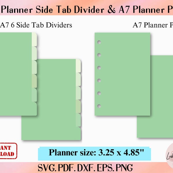 Planner A7 Dashboard - Etsy