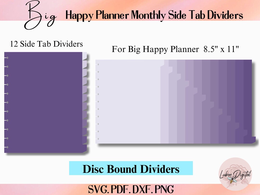Big Happy Planner Disc Bound 12 Monthly Divider Template,binder ...