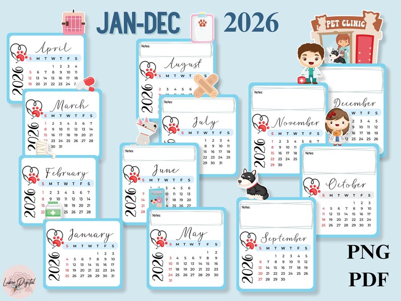 Veterinarian Desk Calendar, Vet Calendar, Animal Doctor Calendar ...