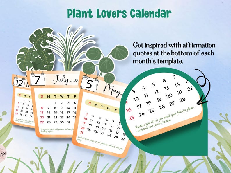 2025-26 Houseplant Desk Calendar Botanical Template Calendar,plant ...