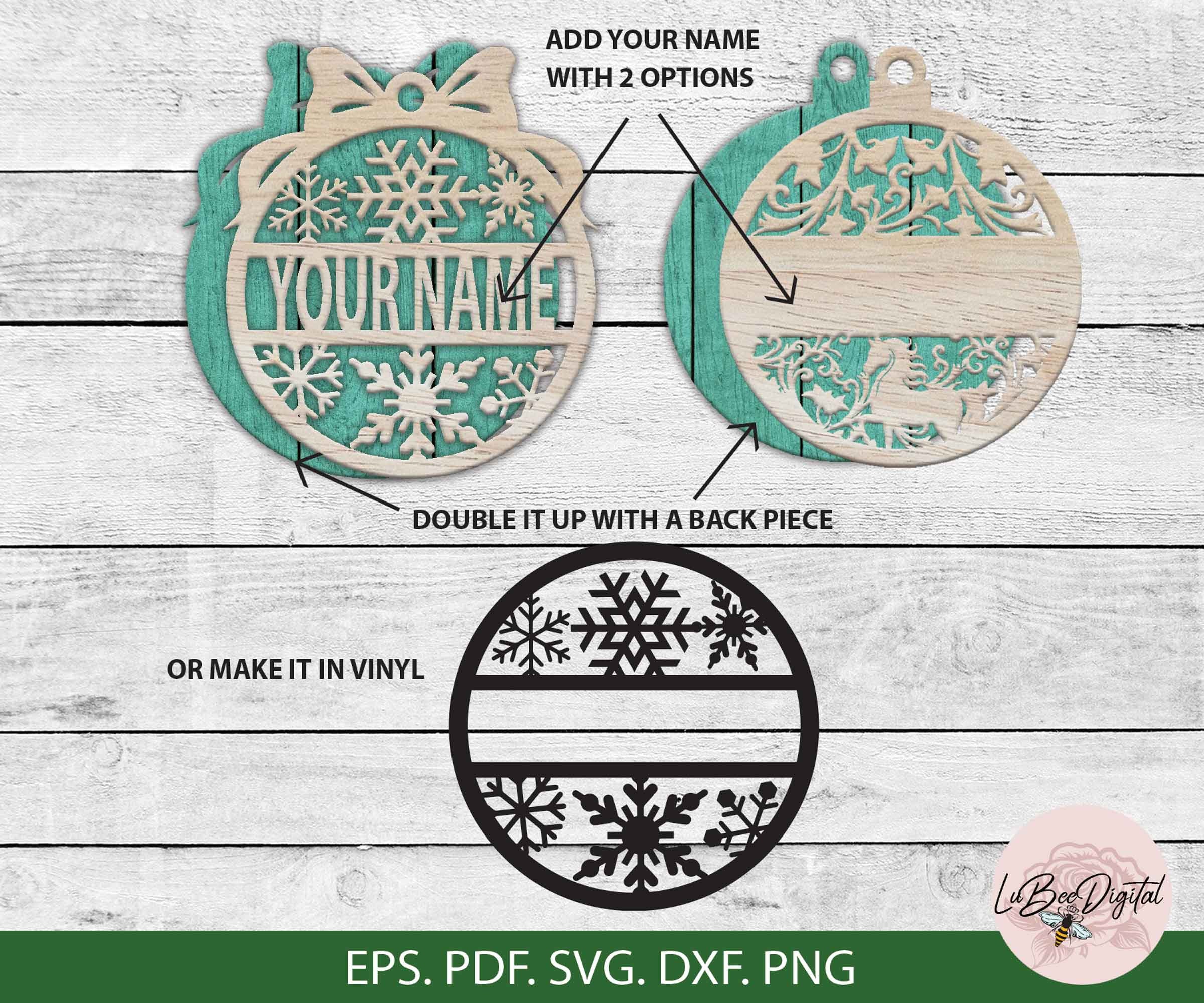 Christmas Personalized Ornament,svg Christmas Monogram Laser Cut,custom ...
