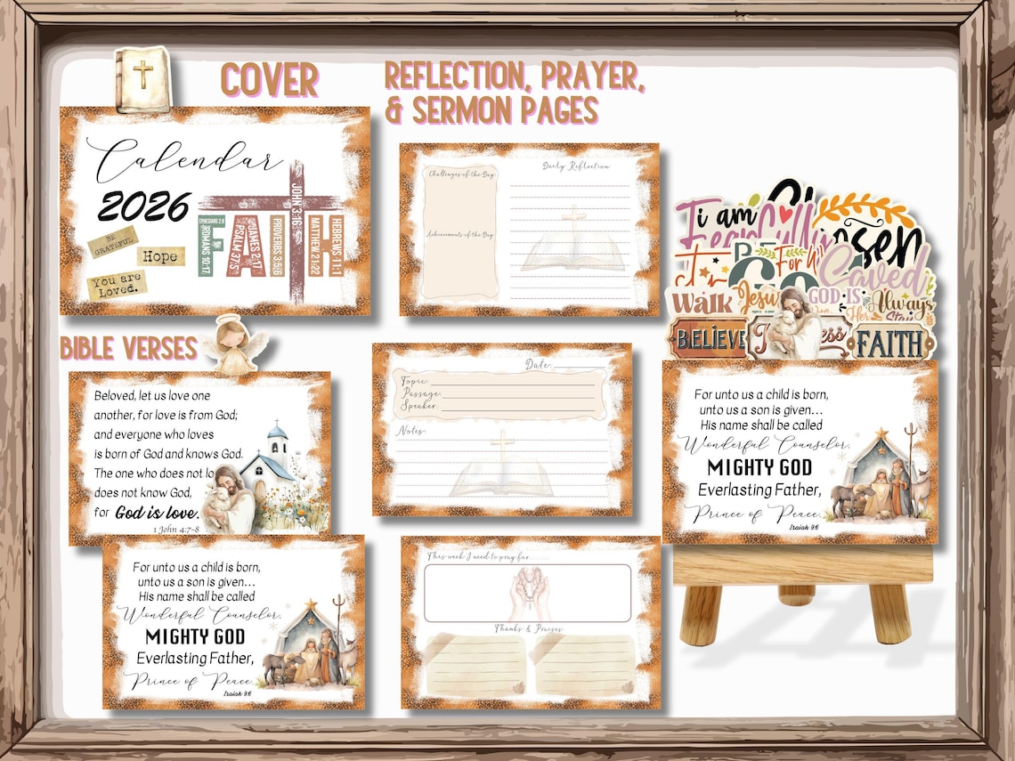 2026 Bible Verses Calendar Printable, Christian Desk Calendar Vintage ...