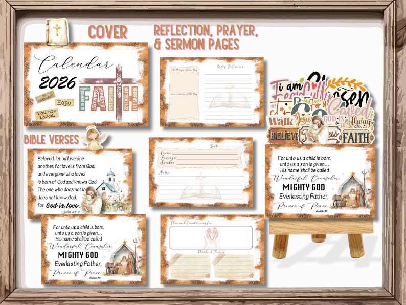 2026 Bible Verses Calendar Printable, Christian Desk Calendar Vintage ...