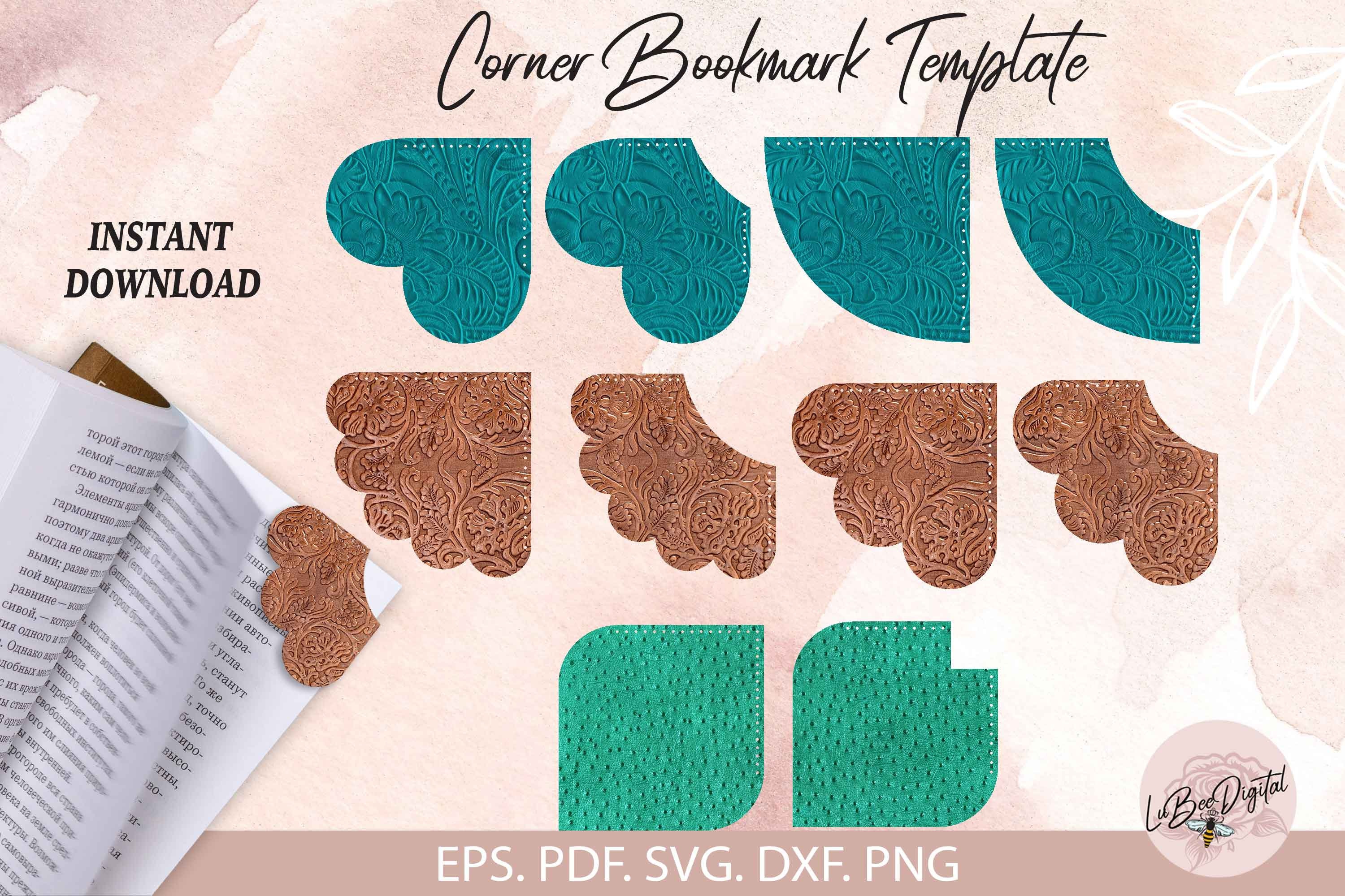 Leather Corner Bookmarks SVG, Faux Leather Page Marker Template,book ...