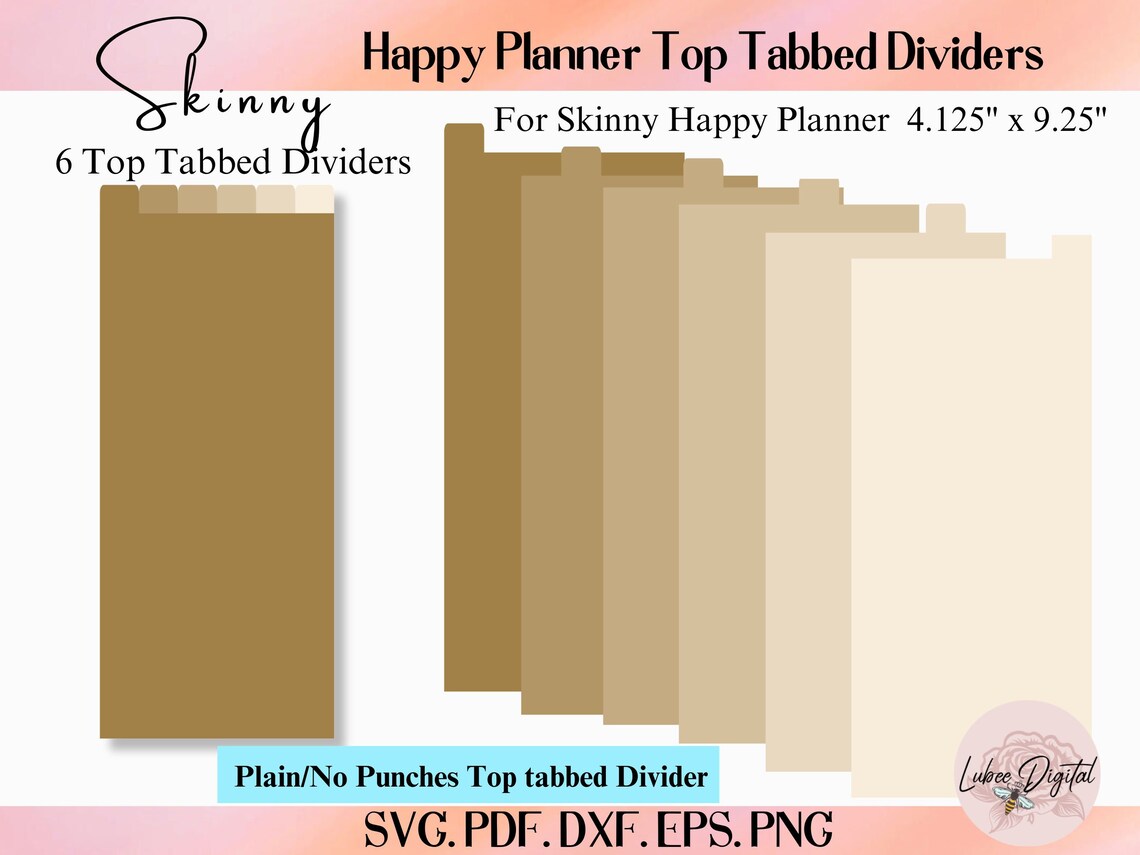 Skinny Happy Planner Disc Bound Divider Template,binder Dividers Cut ...
