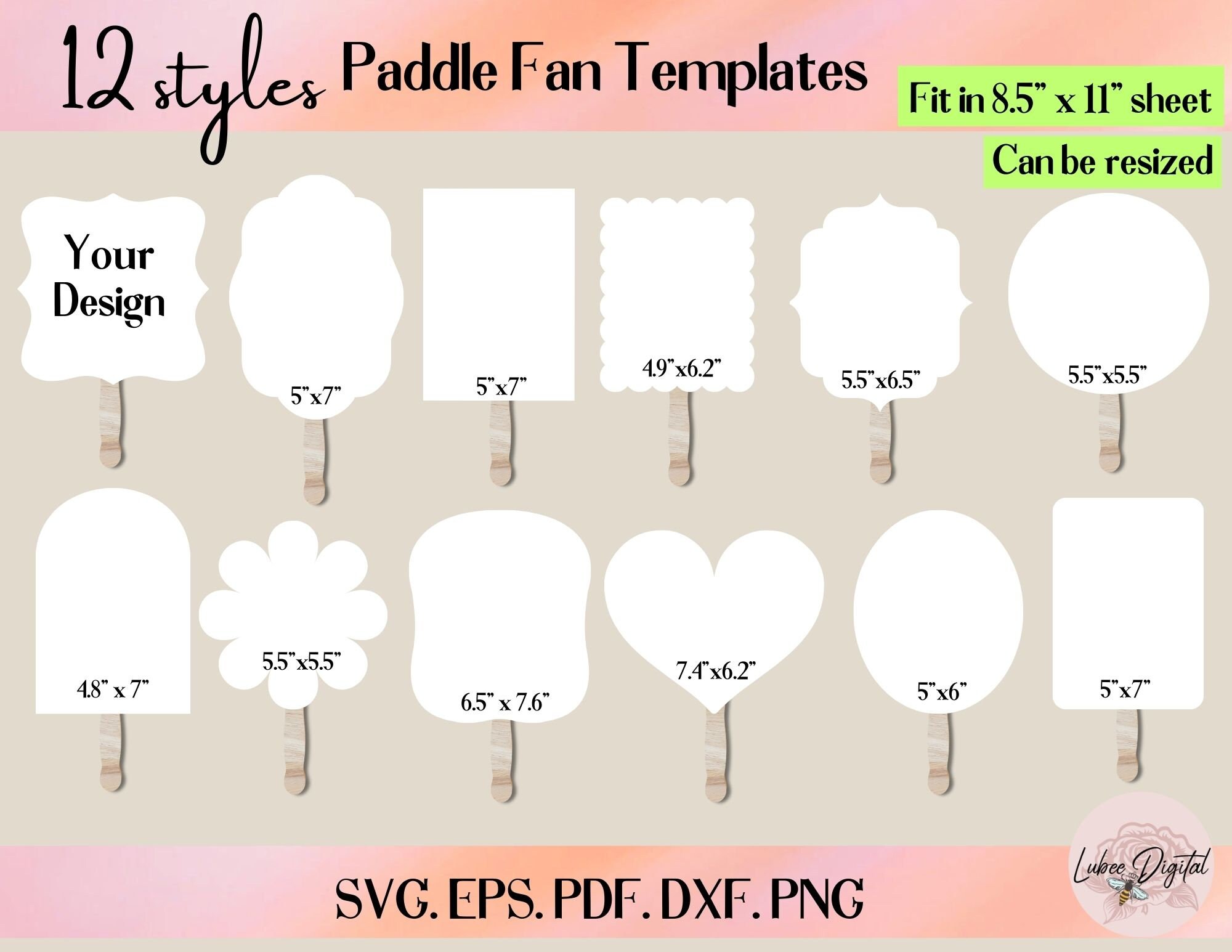 Drap and Drop Paddle Fan Template, Canva Paddle Fan, Paddle Fan SVG ...