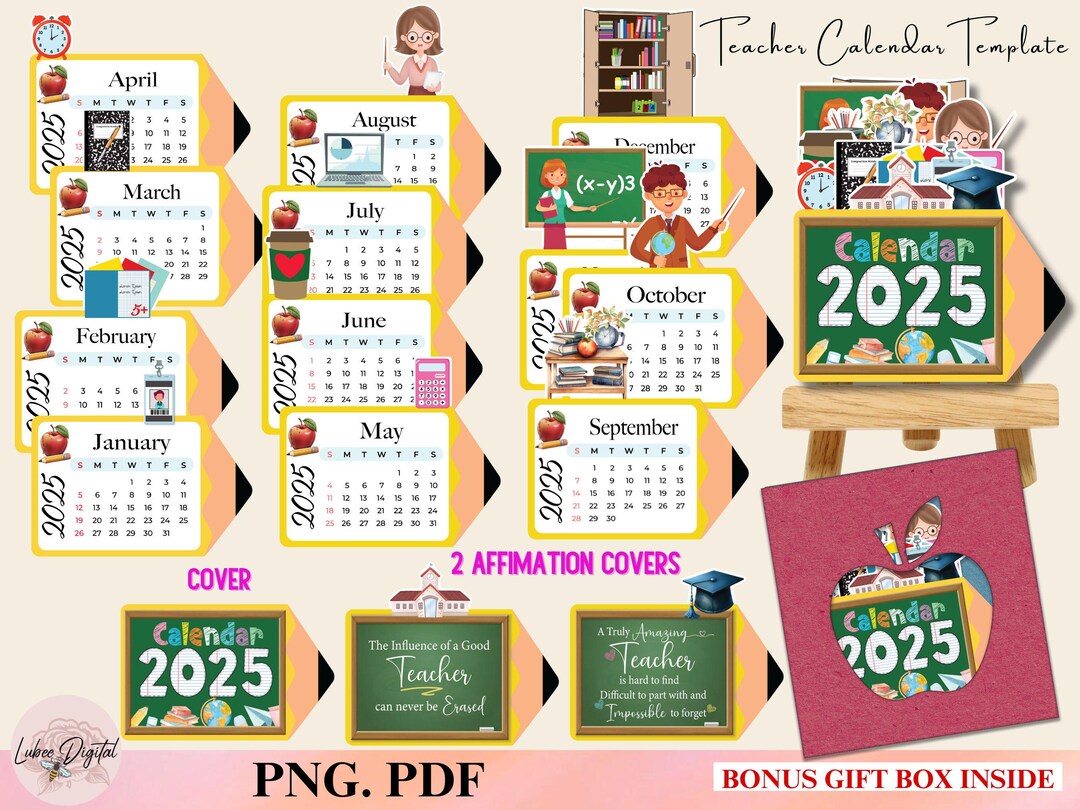 2025 Desk Teacher Calendar Printable Calendar,school Calendar,monthly ...