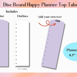 5 Styles Big Happy Planner Bookmark SVG Template, Happy Planner Disc ...