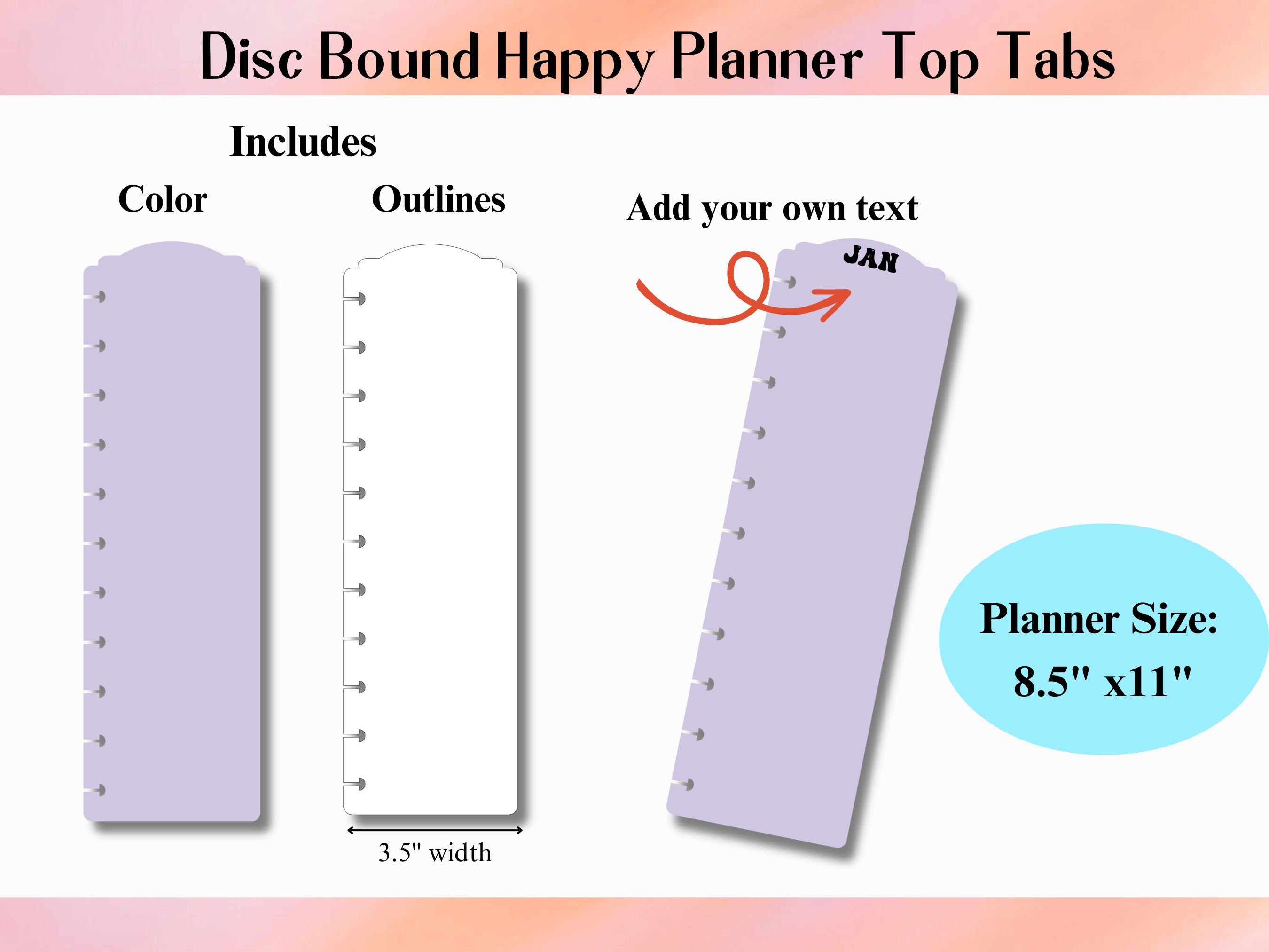 5 Styles Big Happy Planner Bookmark SVG Template, Happy Planner Disc ...