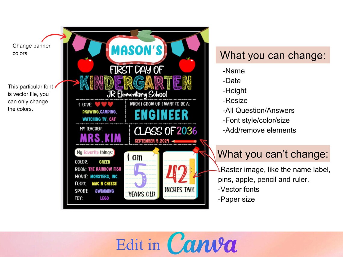 DIY Canva Template Printable Editable First Day of School Sign 1st Day ...