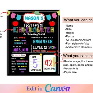 DIY Canva Template Printable Editable First Day of School Sign 1st Day ...