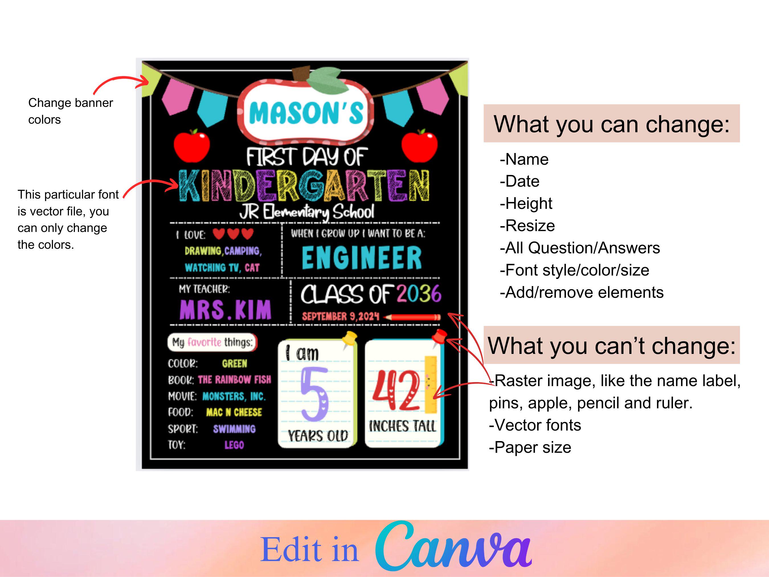 DIY Canva Template Printable Editable First Day of School Sign 1st Day ...