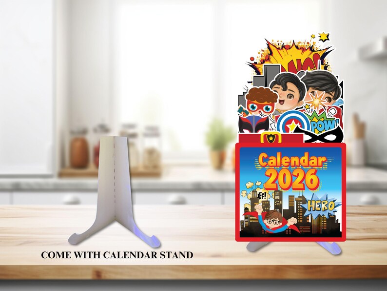 2026 Superhero Printable Desk Calendar,comic Calendar,monthly Calendar ...