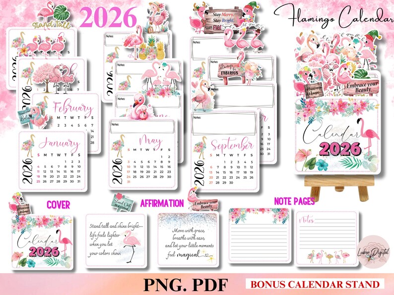 2026 Flamingo Calendar,wisdom From a Flamingo Calendar Printable,pink ...