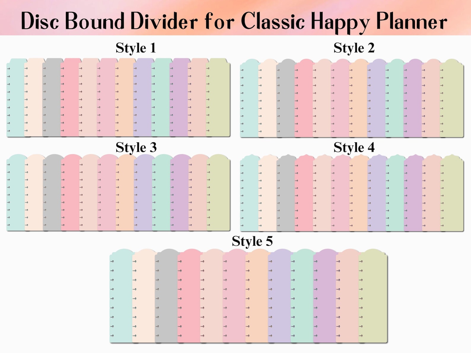 5 Styles Classic Happy Planner Bookmark SVG Template, Happy Planner ...