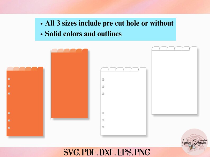 A6 Planner Top Tab Divider,a6 Personal Planner Cut File, 6-ring Hole ...