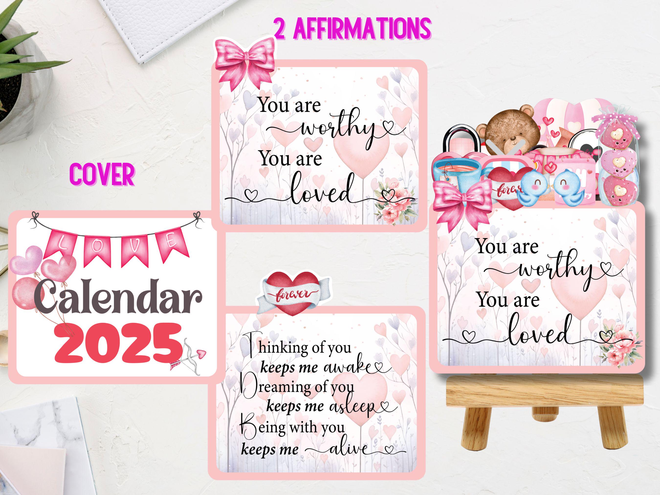 Valentine Monthly Calendar 2025, Printable Mini Calendar & DIY Calendar ...