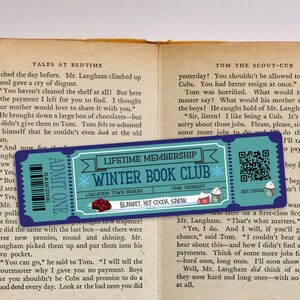 Printable Book Club Bookmark,book Ticket Bookmark,laminated Bookmark ...