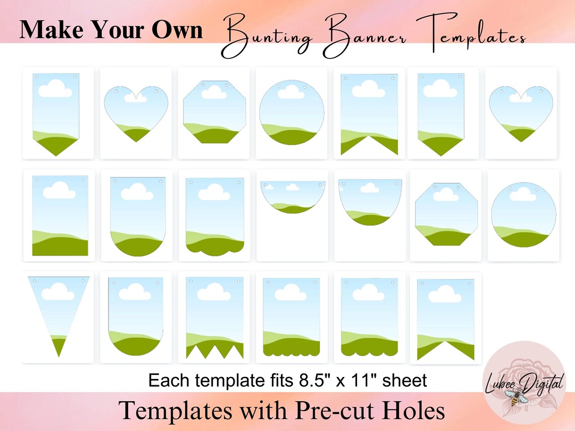 Canva Editable Bunting Shapes Frames,banner Frames Template,banner Flag ...