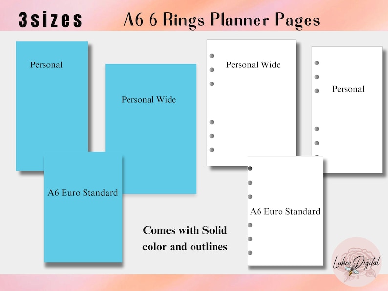 A6 Planner Insert Page Template,a6 Personal Planner A6 Personal Wide ...