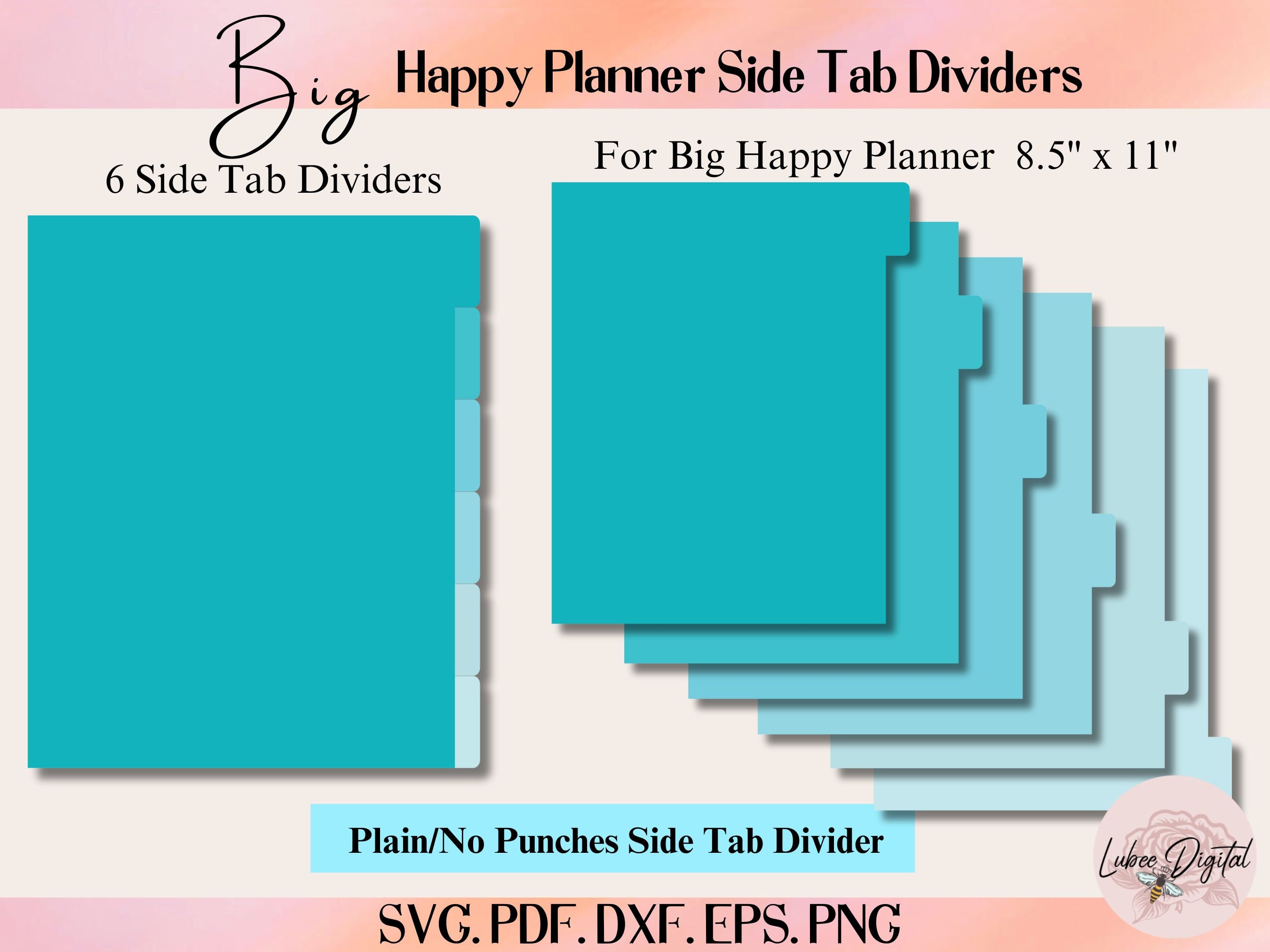 Big Happy Planner Disc Bound Divider Template,binder Dividers Cut File ...