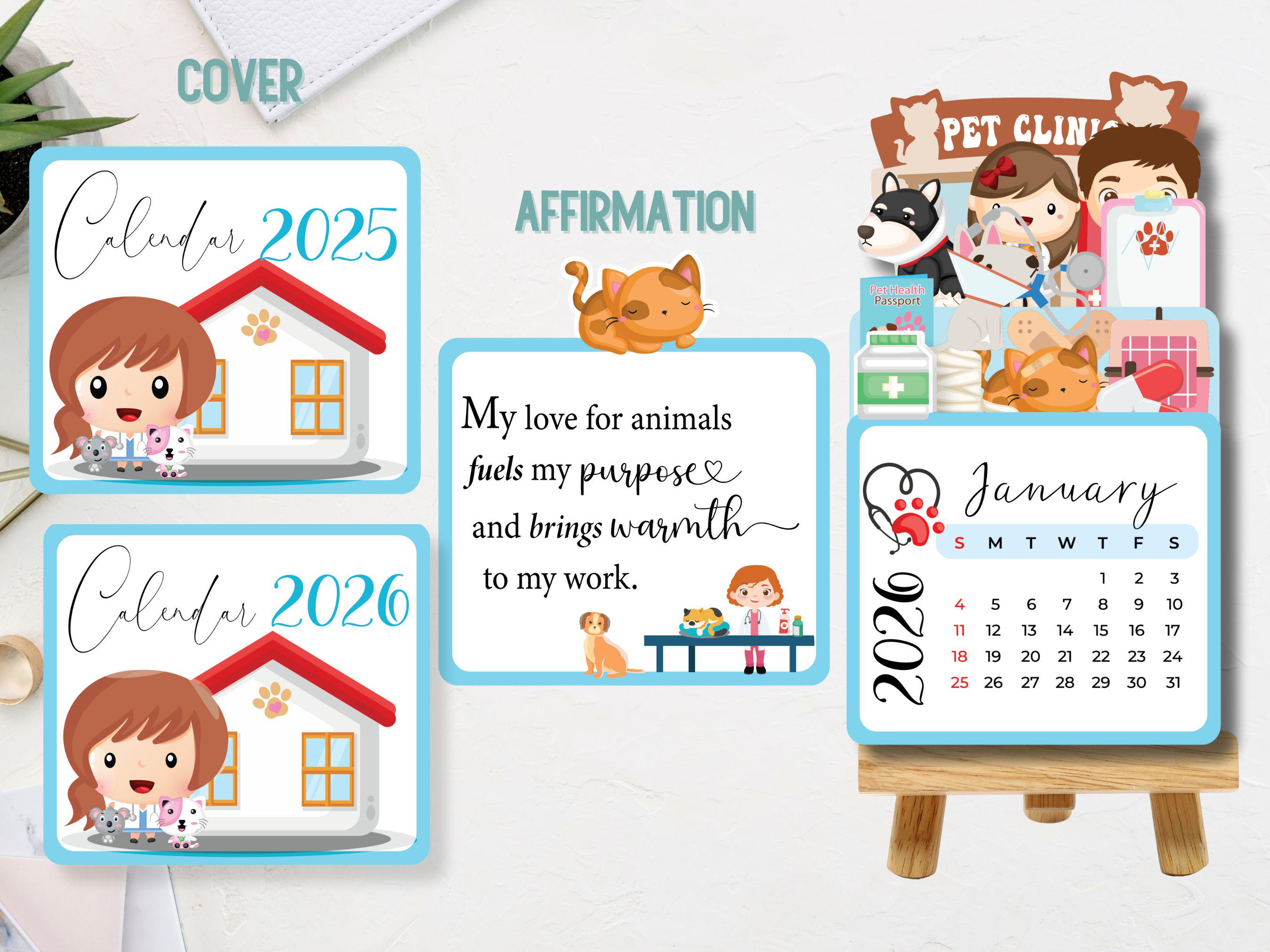 Veterinarian Desk Calendar, Vet Calendar, Animal Doctor Calendar ...