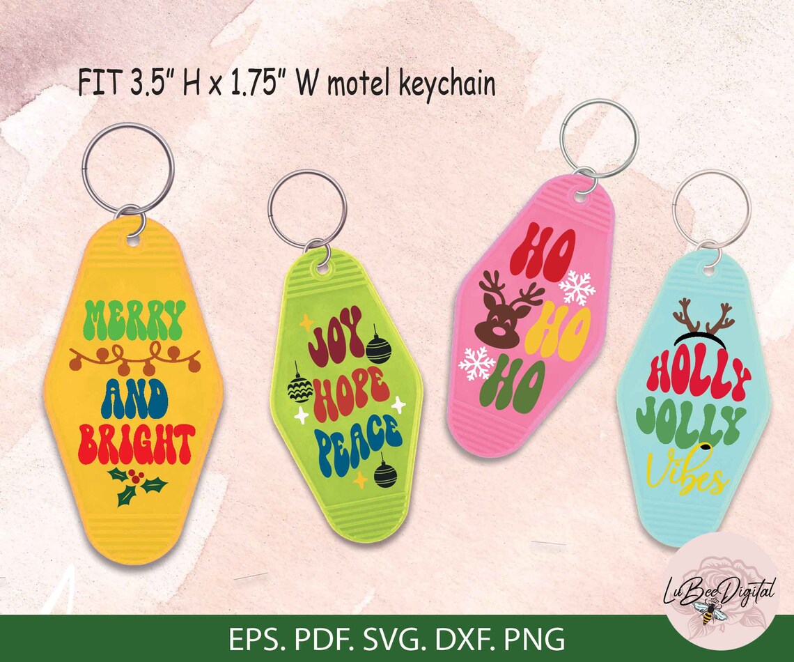 Christmas Motel Keychain Svg,retro Motel Keyring, Vintage Keychain ...