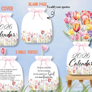 2026 Tulips Calendar,printable Flowers Desk Calendar PNG for Cricut Cut ...