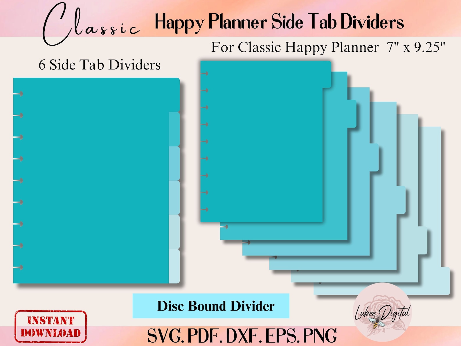 Classic Happy Planner Disc Bound Divider Template,binder Dividers Cut ...