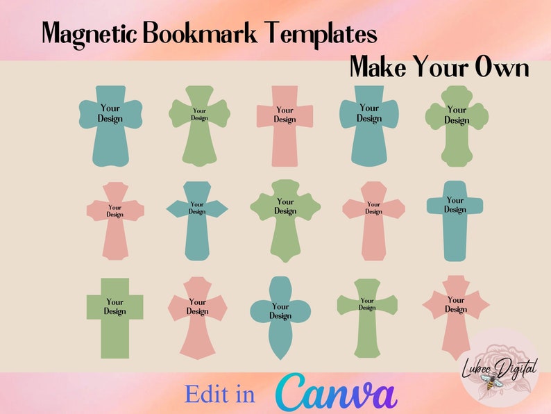 Canva Magnetic Cross Bookmark,make Your Own CANVA Bookmark Template ...