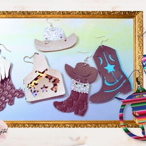 Western Earrings Bundle SVG, Laser Cut Earrings SVG, Faux Leather ...