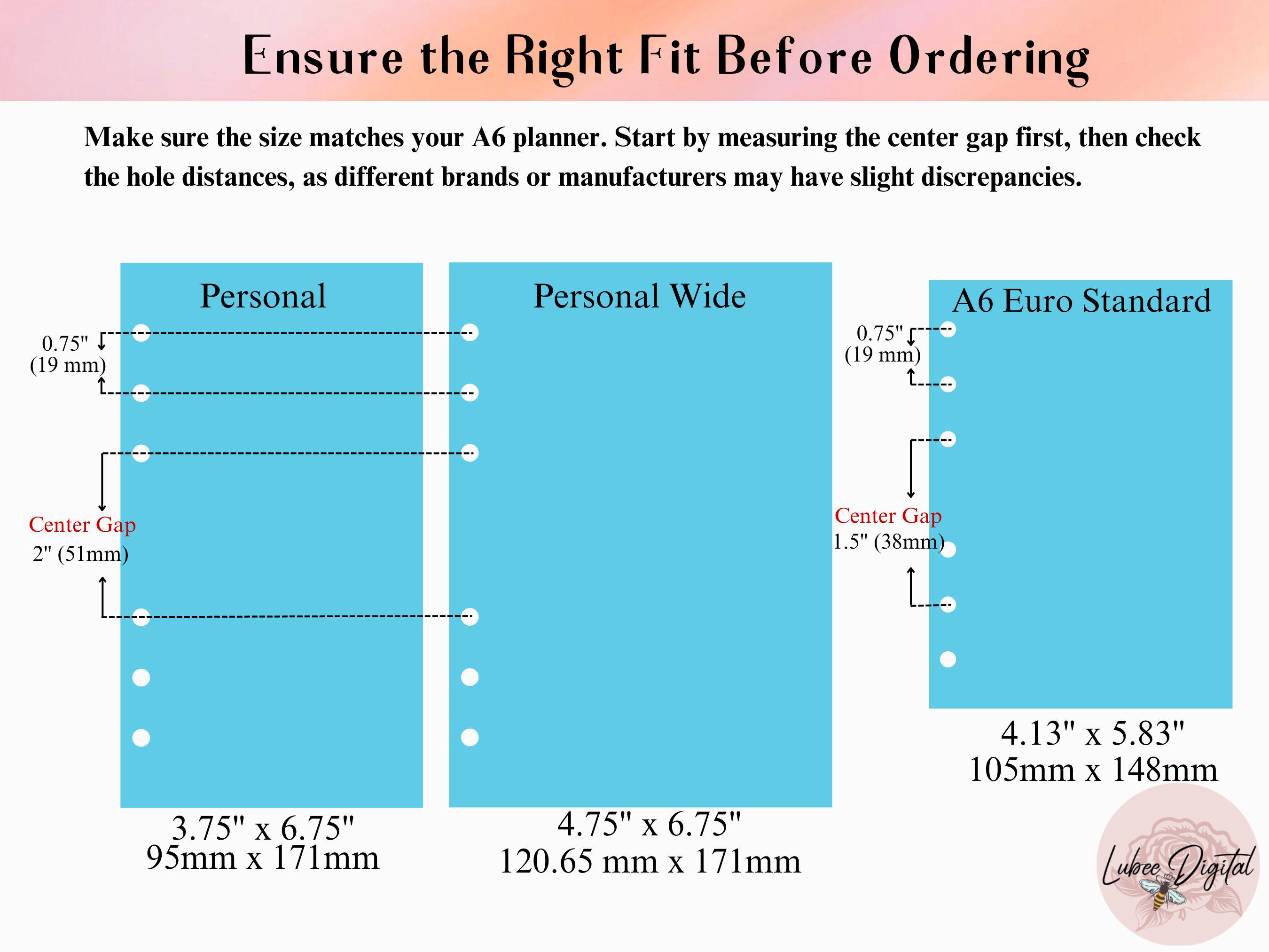 A6 Planner Insert Page Template,a6 Personal Planner A6 Personal Wide ...