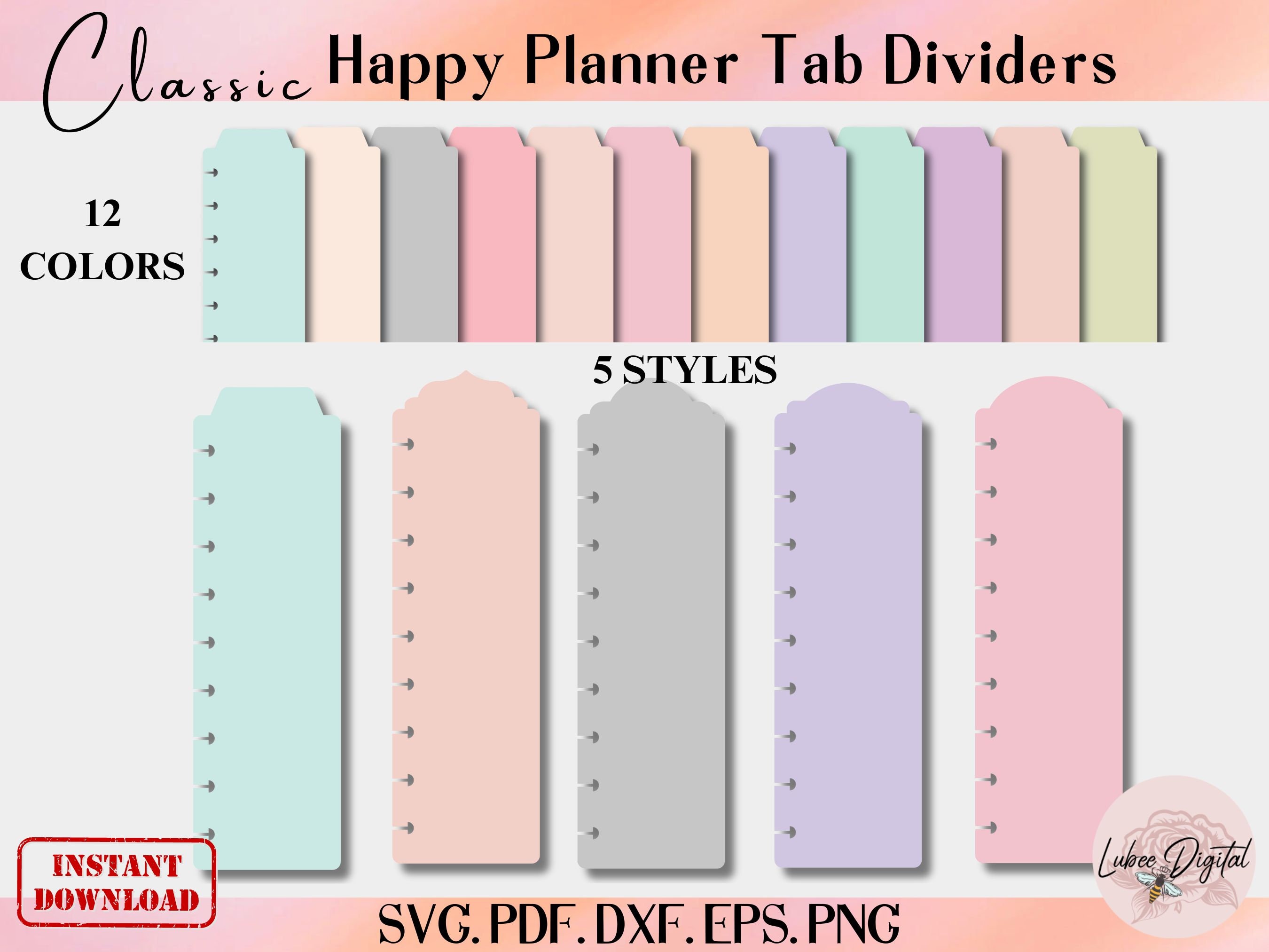5 Styles Classic Happy Planner Bookmark SVG Template, Happy Planner ...