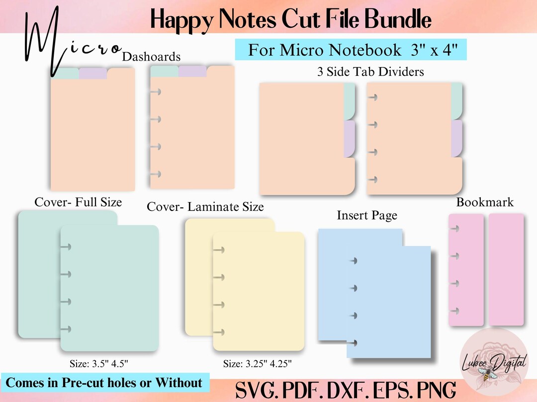 Happy Planner Micro Notebook Disc Bound Template Cut File Bundle,binder ...