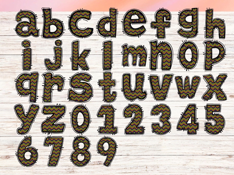 Spooky Halloween Printable PNG Doodle Letters, Doodle Alpha Bundle ...