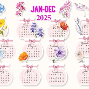 2025-2026 Flower Desk Calendar,printable Flowers Desk Calendar ...