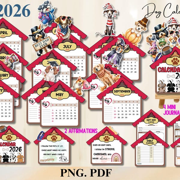 Paw Print Dog Calendar 2026 - Etsy
