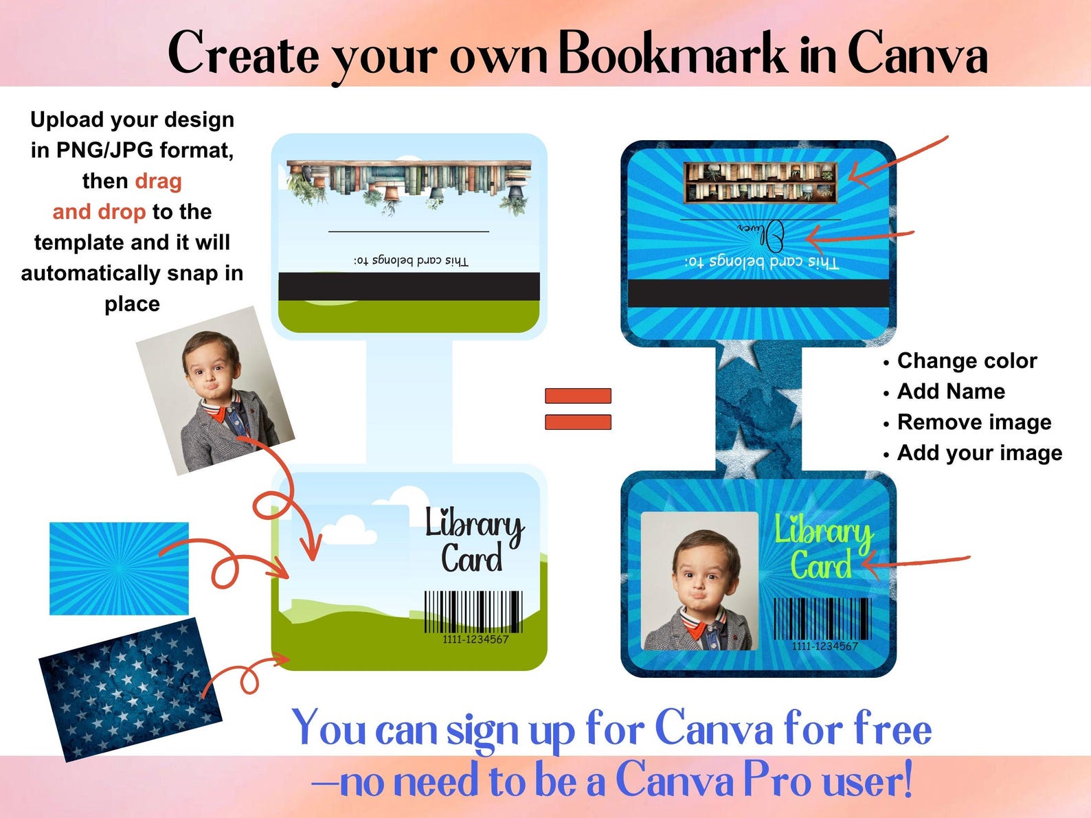 Printable Magnetic Bookmark,make Your Own CANVA Bookmark Template,drag ...