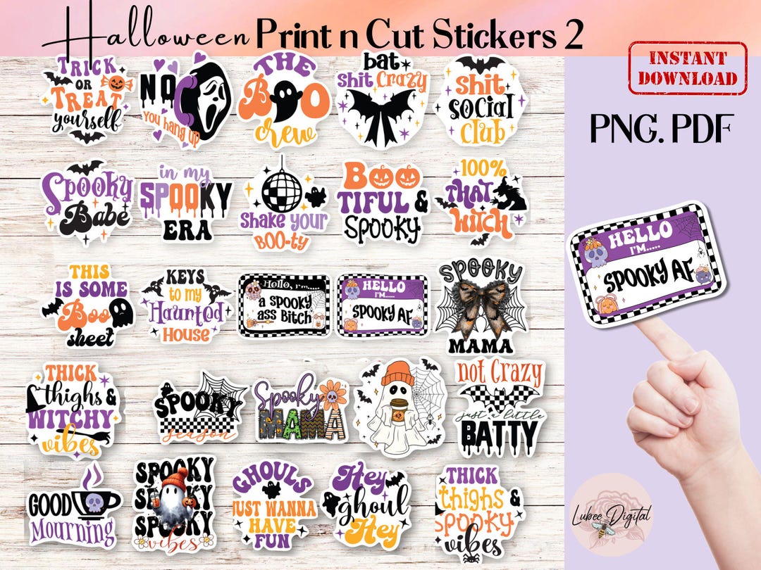 Spooky Halloween Printable PNG Stickers,digital Spooky Season Stickers ...