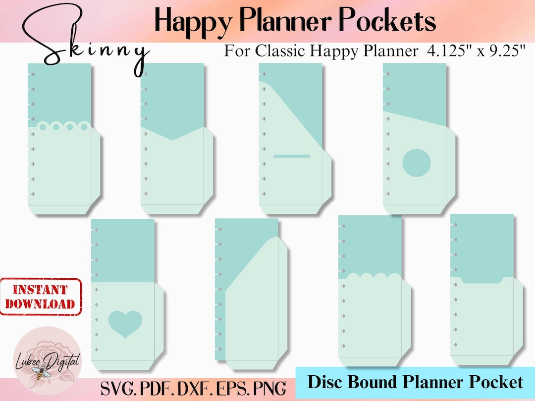 Skinny Happy Planner Disc Bound Pocket Template,skinny Disc Bound ...